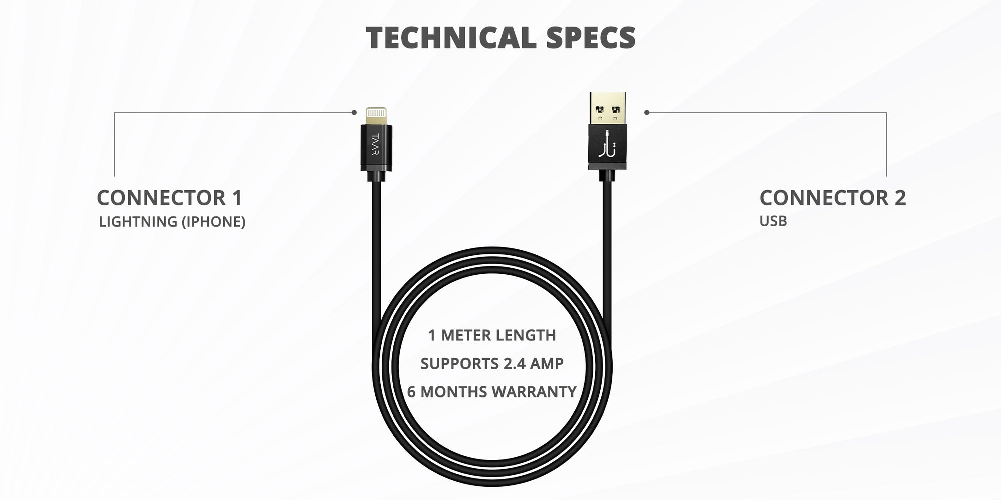Taar Premium USB-A to Lightning Cable 3A